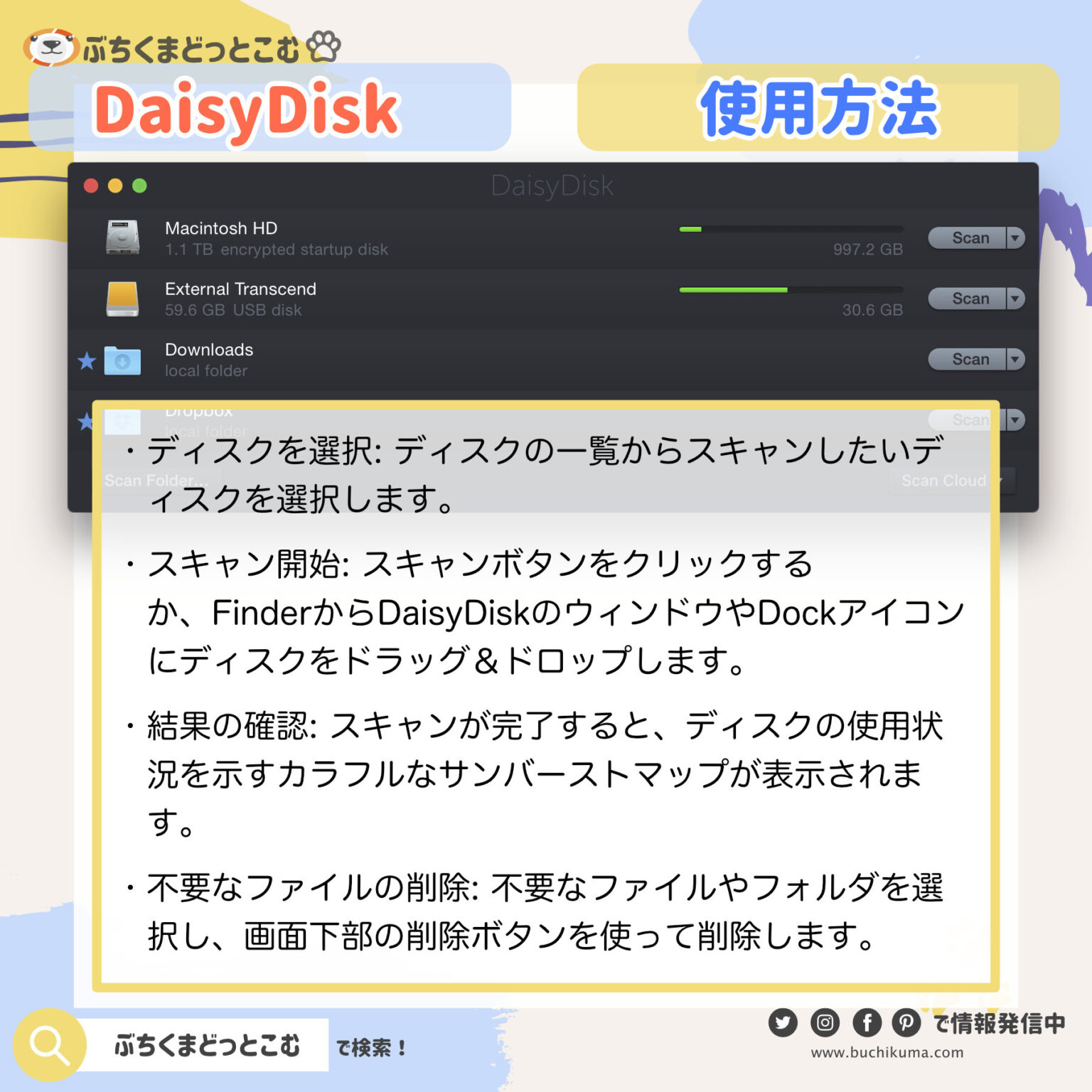 DaisyDisk：Macデータクリーナーを選ぶ「永久ライセンスのコスパよし」 | ぶちくまどっとこむ