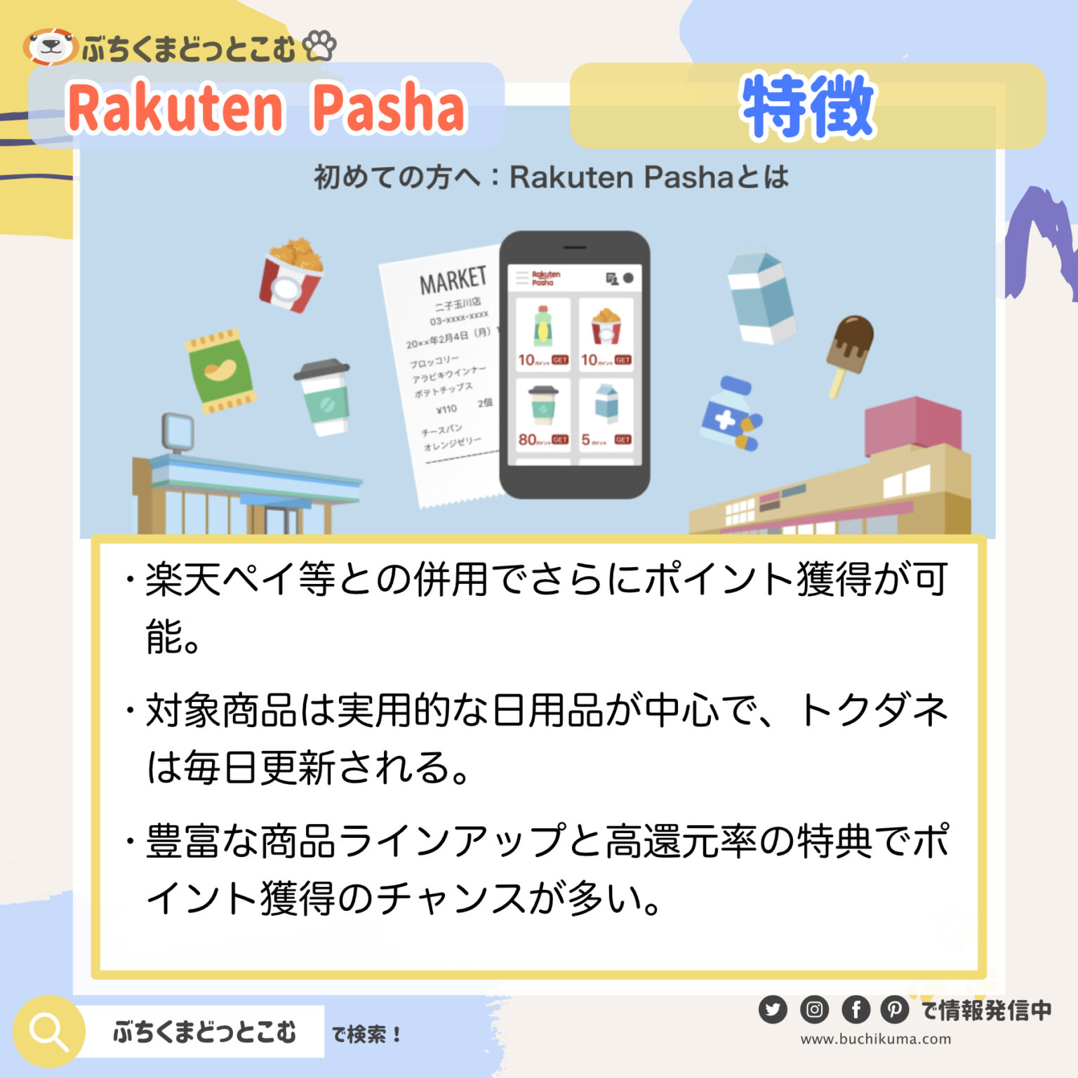 Rakuten Pasha：レシートポイント化おすすめアプリ「楽天ポイント経済圏」 | ぶちくまどっとこむ