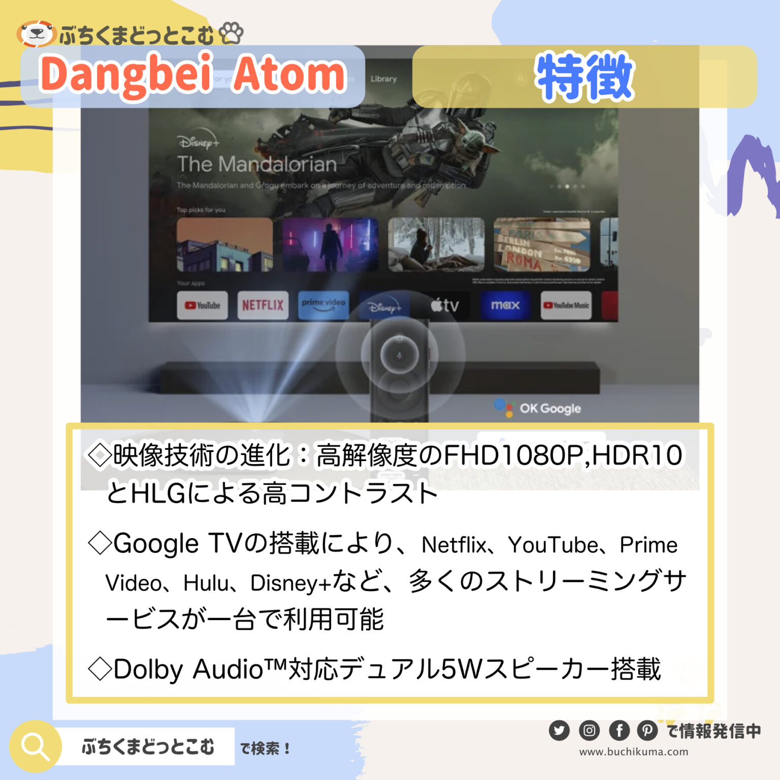 プロジェクター「Dangbei Atom」実機レビュー：サイズ感は完璧 | ぶちくまどっとこむ